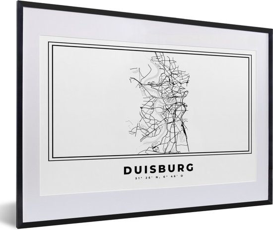 Fotolijst incl. Poster Zwart Wit- Zwart Wit – Duitsland – Plattegrond ...