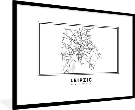 Fotolijst incl. Poster Zwart Wit- Stadskaart – Plattegrond – Duitsland ...