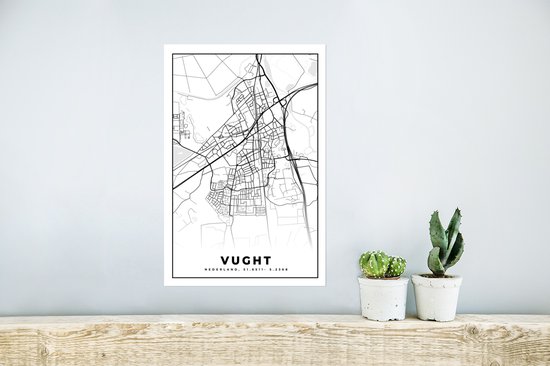 Affiche Vught - City Map - Zwart Wit - Carte - Carte - Nederland ...