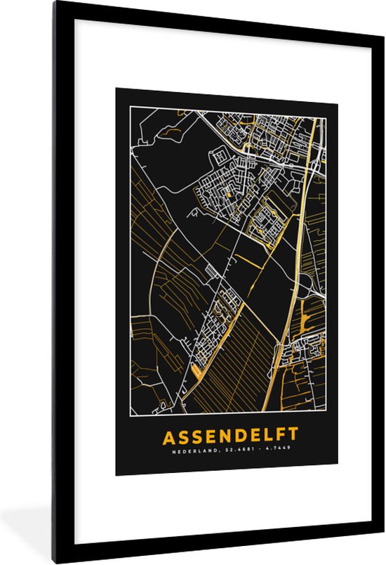 Fotolijst incl. Poster - Kaart - Plattegrond - Stadskaart - Assendelft ...