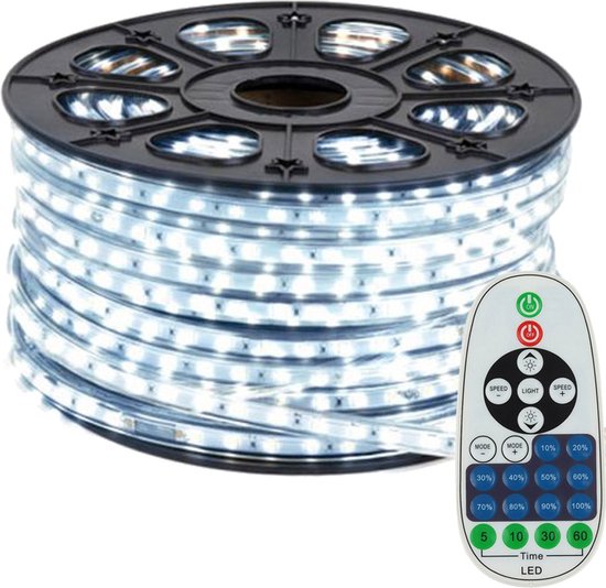 LED Strip Wit - 5 meter in een ROL - 220V - 5050 SMD - 60L/M - IP65 ...