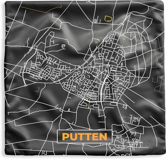 Kussenhoes 45x45 cm - Putten - Stadskaart - Black and Gold ...