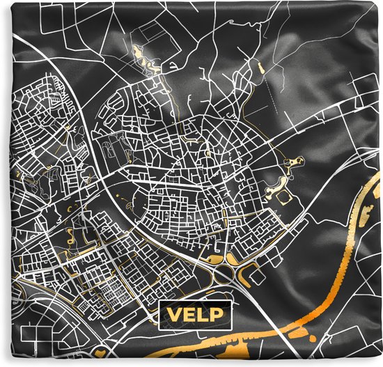 Kussenhoes 60x60 cm - Velp - Plattegrond - Kaart - Stadskaart - Goud ...