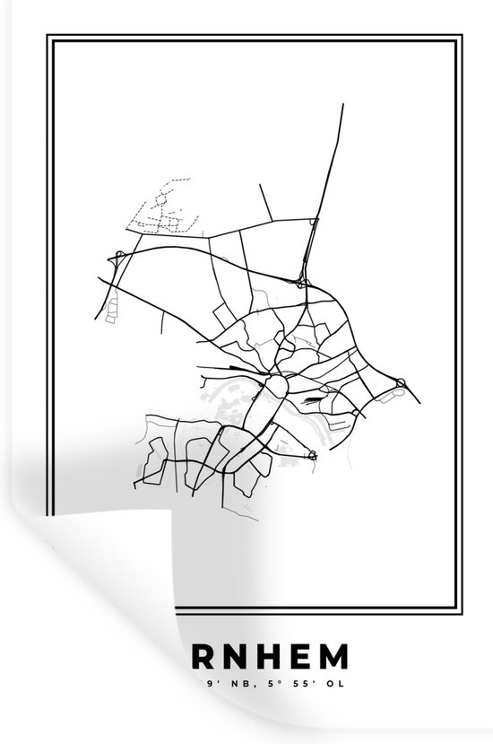 Muurstickers - Sticker Folie - Plattegrond – Arnhem – Zwart Wit ...