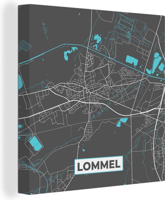 Peinture sur Toile City Map - Grijs - Carte - Lommel - België - Carte ...