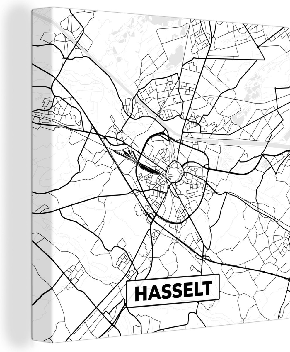 Peinture sur Toile België – Hasselt – Plan de Ville – Carte – Zwart Wit ...