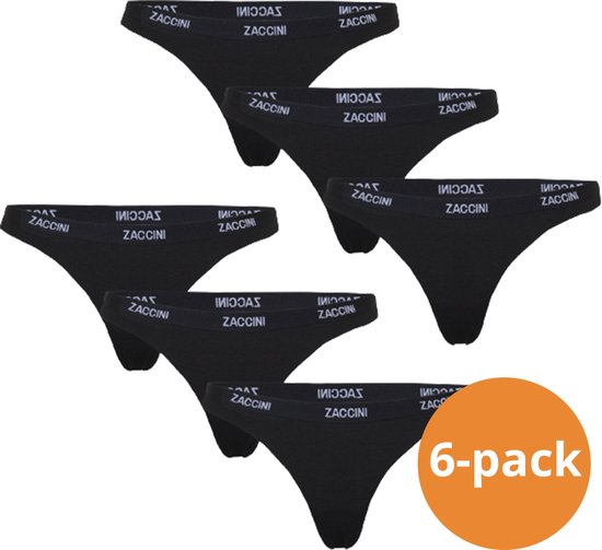 Zaccini Dames Strings 6-pack Black | bol.com