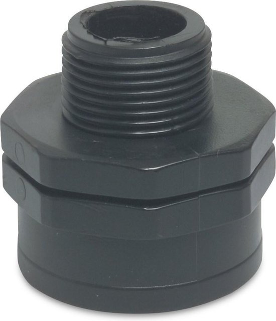 Soknippel PP 3/4" x 1 1/4" binnendraad x buitendraad 10bar zwart, per 10 stuks | bol