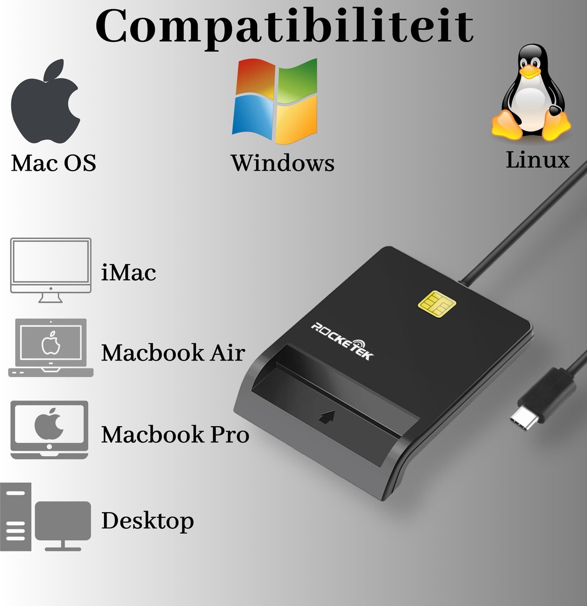 bol.com | eID Kaartlezer Identiteitskaart USB C - Kaartlezer ...