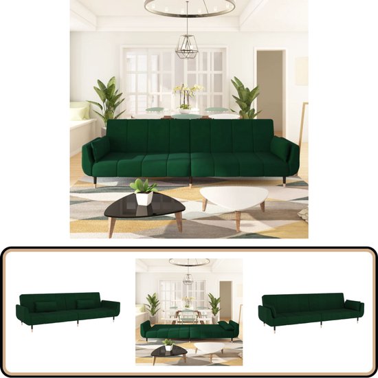 vidaXL Slaapbank 2-zits Fluweel Donkergroen Slaapbank - Velvet Sofa ...