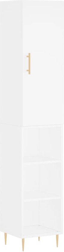 vidaXL Hoge kast - 34,5x34x180 cm - Wit - Bewerkt hout Hoge Kast ...
