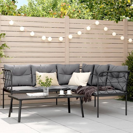 vidaXL Loungeset - Staal & Textileen - Inclusief Kussens | bol