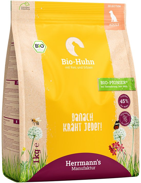 Herrmanns hondenvoeding Biologische kip 1 kg | bol