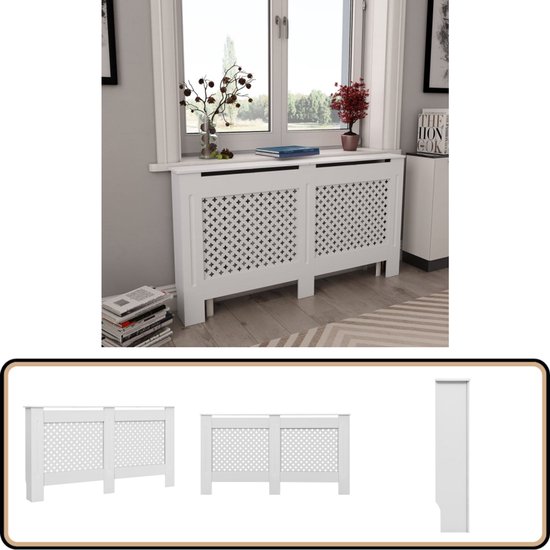 vidaXL Radiatorombouw - 152x19x81,5 cm - MDF - Wit Radiatorombouw ...