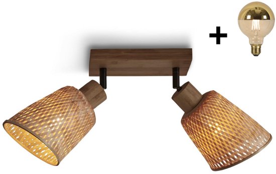 Ceiling Lamp - JAVA - 2-Shade - Bamboo. | bol