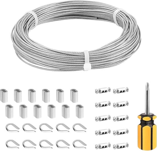 Câble acier inoxydable 304 - 30 mètres - 2 mm - gainé - suspension ...