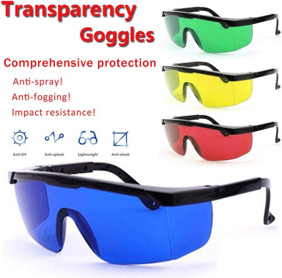 Laser Veiligheidsbril OD+5 Wrap-around Rood voor Oogbescherming - 190nm ...