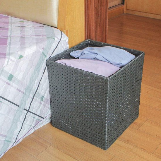 Dustbin Woven Basket Trash can Waste Basket Square Garbage Container ...