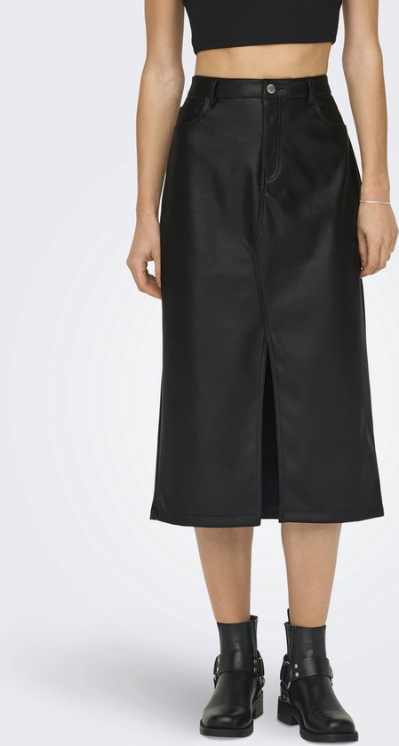 ONLY ONLKIRI HW LO SLIT FAUX LEA SKIRT CC PNT Dames Rok - Maat XS | bol