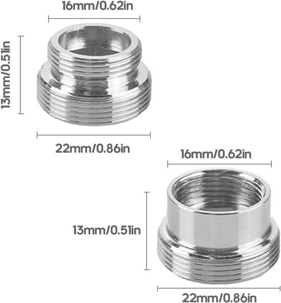 Metalen Kraanadapter Set 16mm tot 22mm - Waterbesparende Keukenaccessoires | bol