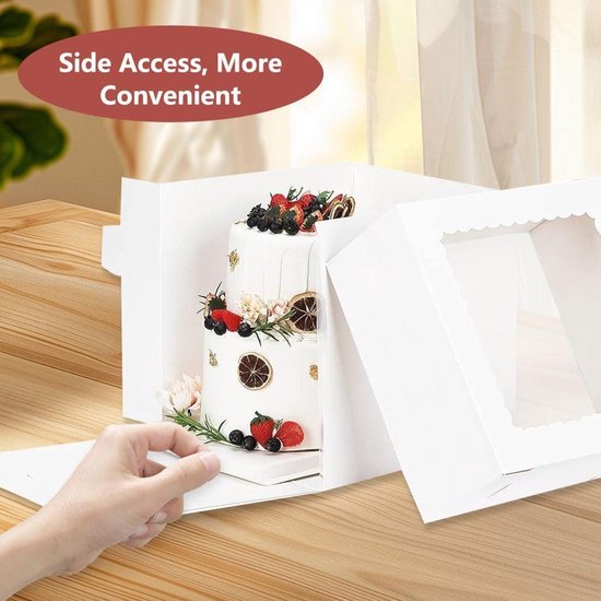 Cake Box - 2 pcs 10 x 10 x 8 inches with Window - Cardboard, White ...