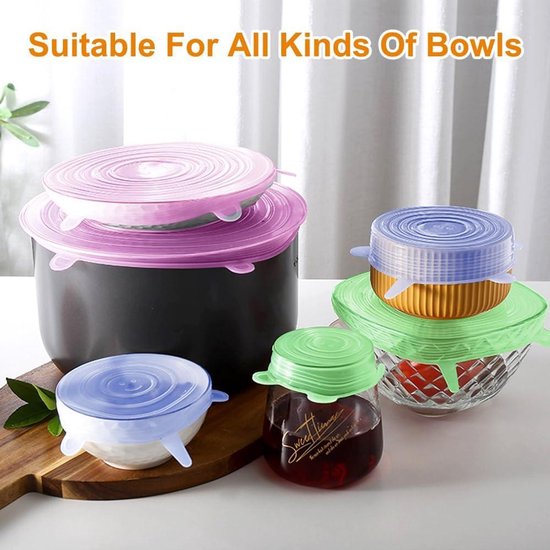 Stretch Silicone Lids - Set of 18 Pieces in Various Sizes for Bowls ...