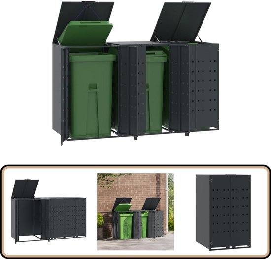 vidaXL Containerberging - 3 containers - staal - antraciet Container ...