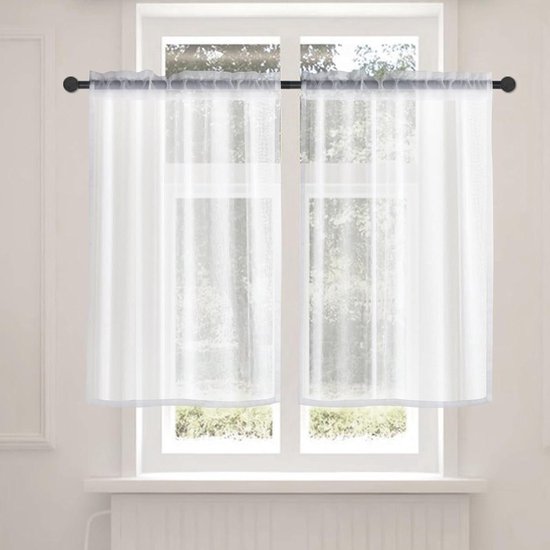 Vitrage modern bistrogordijn wit halftransparant 1 paar/2 stuksVoile ...