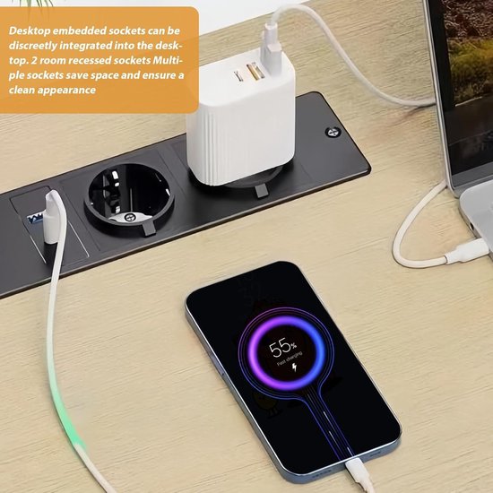 Inbouwstopcontact voor tafelblad: meervoudig stopcontact met USB-A en ...