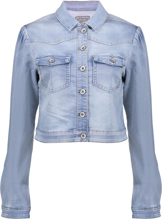 Geisha Jas Cropped Denim Jacket 35300 10 Bleached Denim Dames Maat - S ...