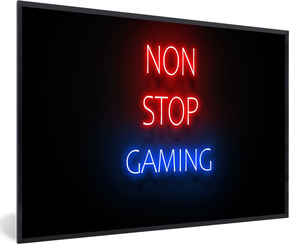 Game Poster - Tekst - Gaming - Non stop gaming - Neon - Zwart - 30x20 ...