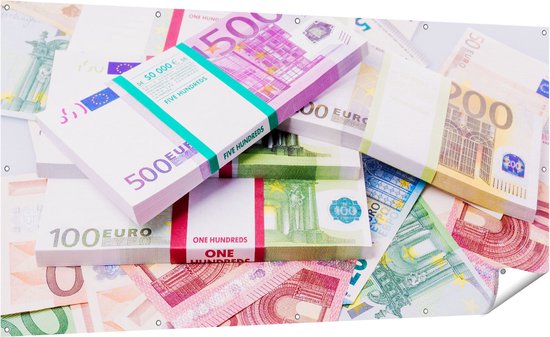 Gards Tuinposter Euro Geld Briefjes - Stapels - 200x100 cm - Tuindoek ...