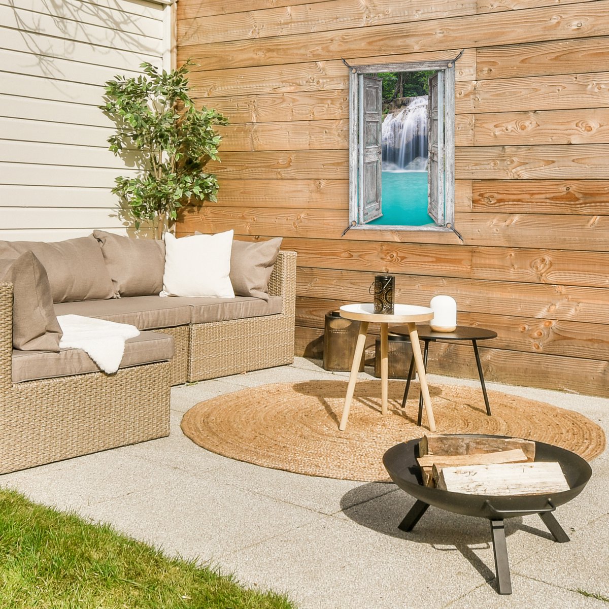 Affiche de jardin - Transparente - Cascade - Paysage - Arbres - Forêt ...