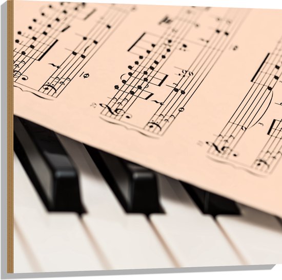Hout - Notenblad op Toetsen van Piano - 80x80 cm - 9 mm dik - Foto op ...