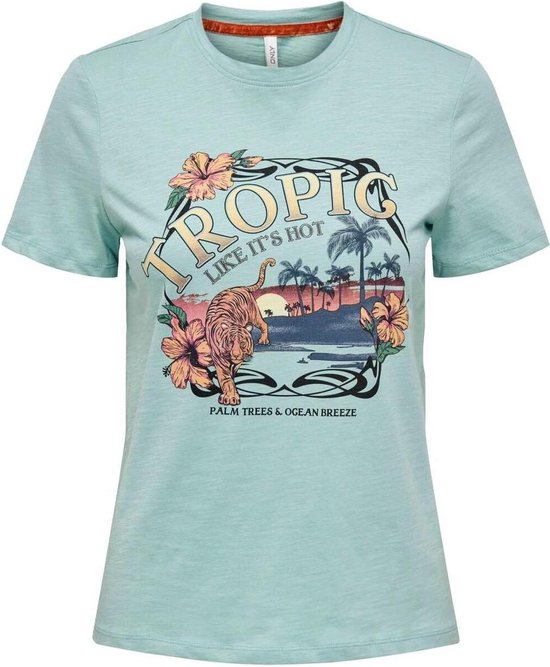 Only T-shirt Onlfelia Reg S/s Palm Tiger Top Box 15296244 Aquifer ...