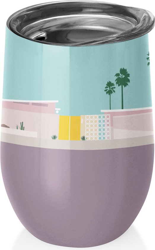 BioLoco RVS Kantoorbeker Thermos - Palmbomen - 420ml | bol