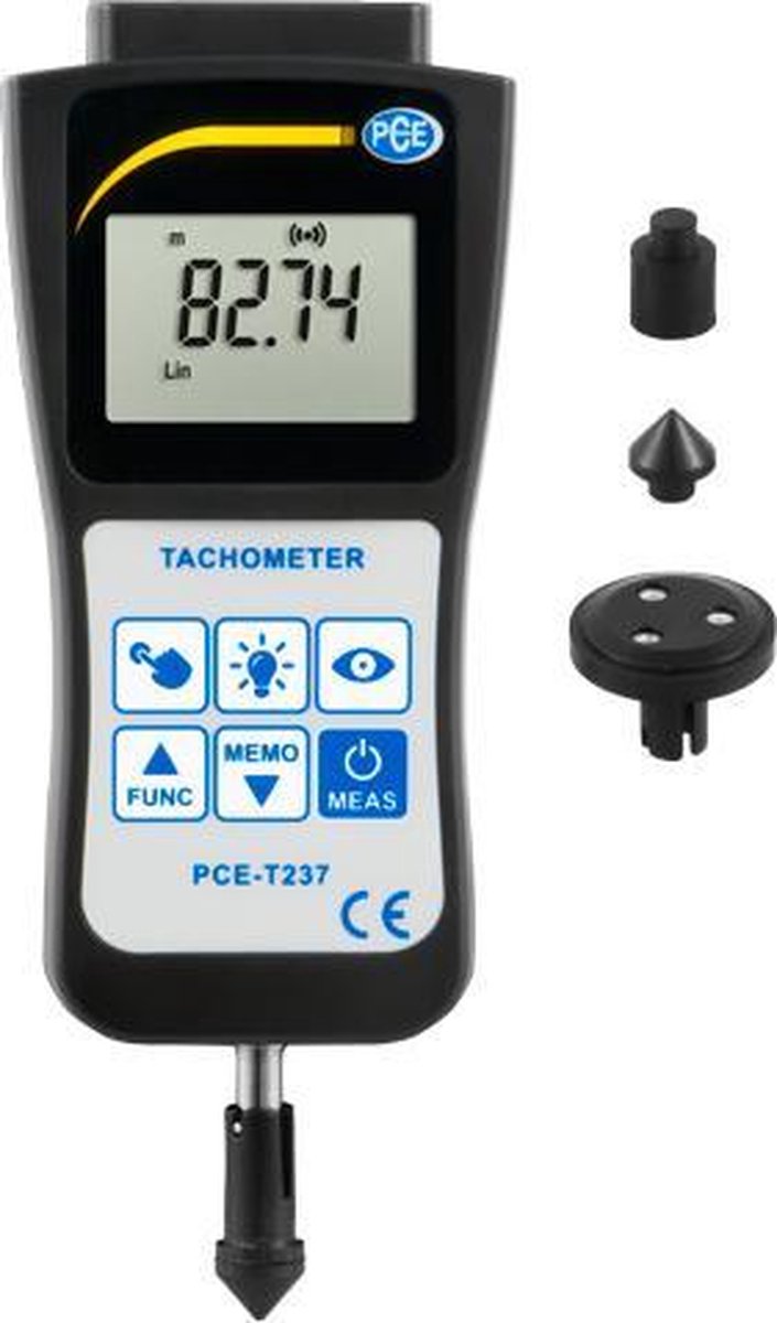 Toerentalmeter PCE-T237 - bereik 99.999 rpm - laser en contactmeting ...