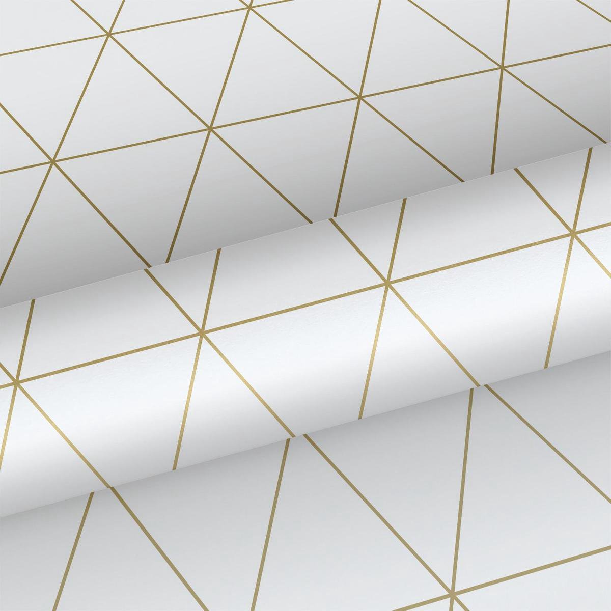 Proefstaal ESTAhome behangpapier grafische driehoeken wit en goud ...