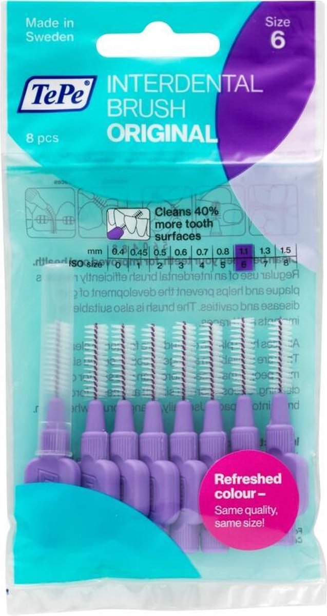 10x TePe Ragers 1,1 mm Paars blister à 8 stuks | bol.com