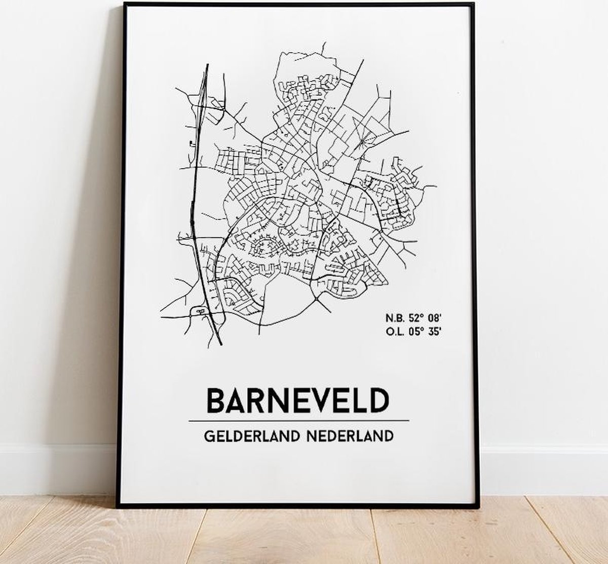 Barneveld city poster, A4 met lijst, plattegrond poster ...