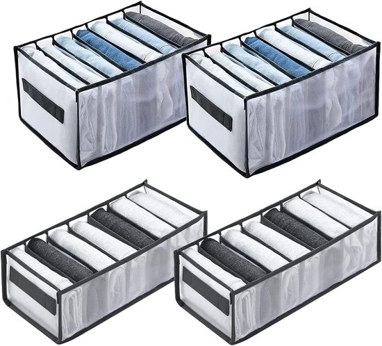 Kledingkast Organizer - 4 stuks, 7 rasters, Opvouwbare laden ...