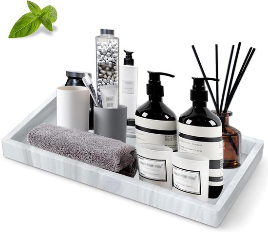 Decoratief Marmeren Dienblad 20 x 10 cm - Rechthoekig (Wit) | bol