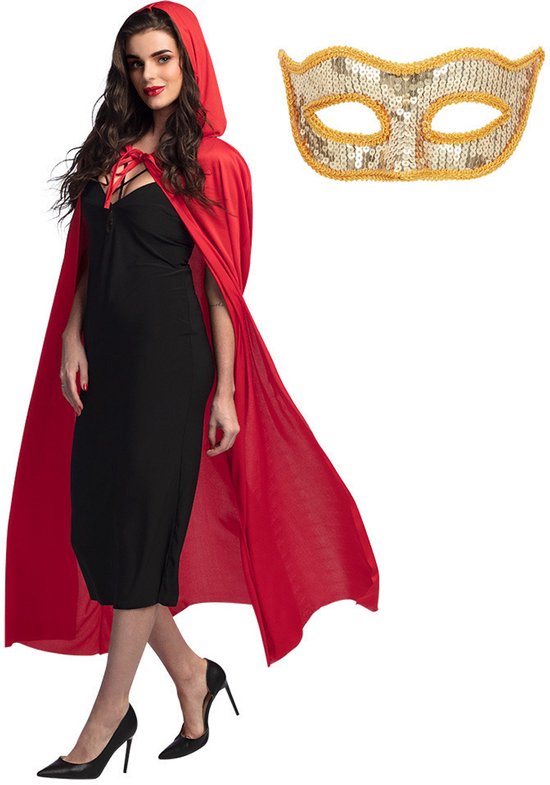 Gemaskerd bal verkleedkleding - Oogmasker glitters goud - Mantel/Cape ...