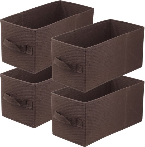 LAVITA® Opbergmand Textiel - 15x31x15 Donkerbruin 4 Stuks - Opbergbox ...