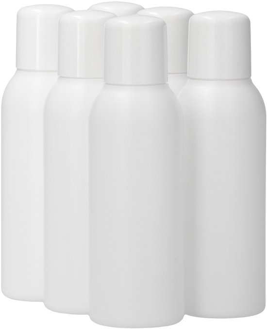 6 x 100 ml Basic Round HDPE wit + Schroefdop wit - BPA Vrij - Niet ...