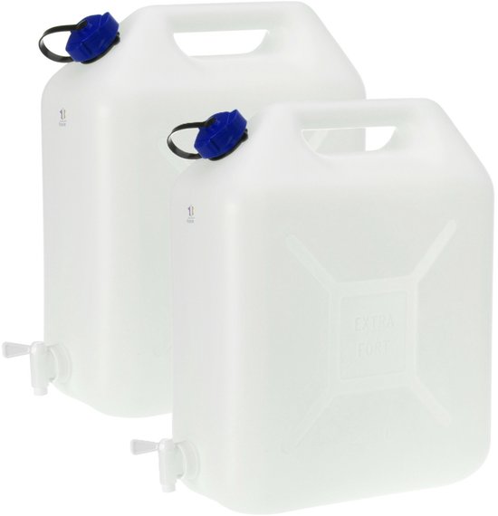 EDA Jerrycan voor water - 2x - 20 liter - Kunststof - met kraantje en ...