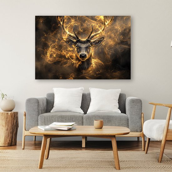 Vurige blik van een hert - Hert poster - Poster dieren - Surrealistisch ...