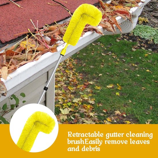 Telescopic Gutter Cleaning Brush with Stainless Steel Rod - Extendable ...