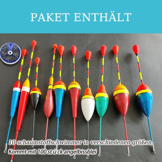 10 stuks dobbers hengeldobbers met looddobber forelzwemmer drijver voor ...