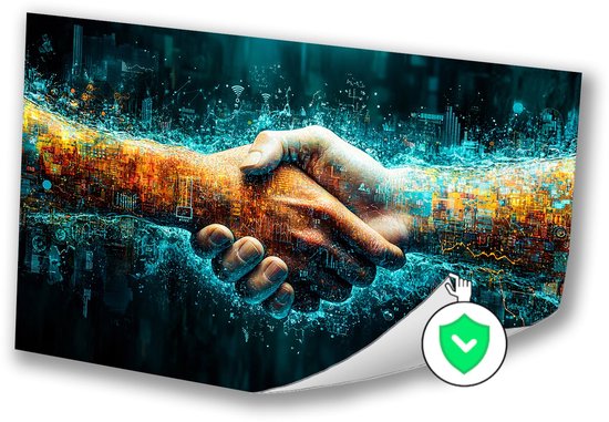Handdruk technologie en mens - Verbinding muurdecoratie - Posters ...